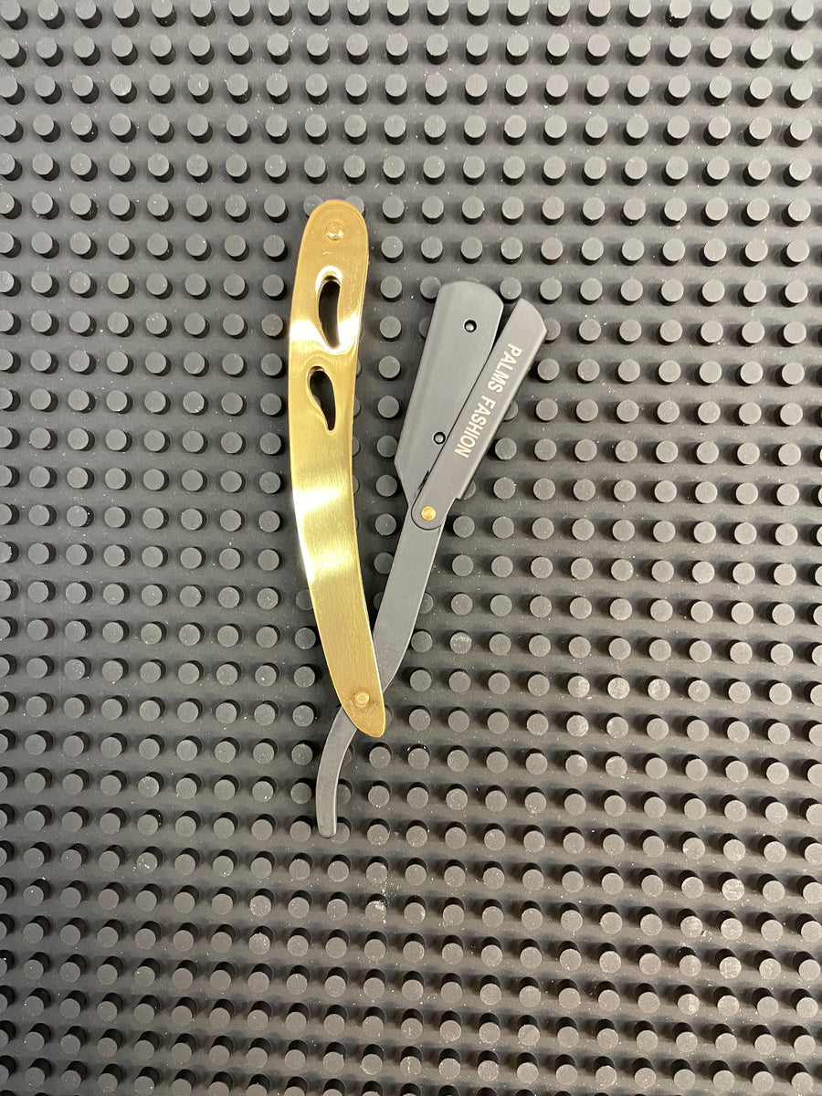 Palms Professional Straight Edge Barber Razor Holder - Black/Gold ...