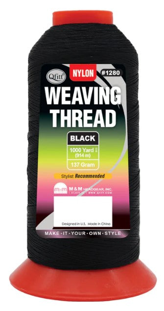 M&M QFITT NYLON WEAVING THREAD BLACK 1000 YARDS # 1280 | Palms Fashion Inc.